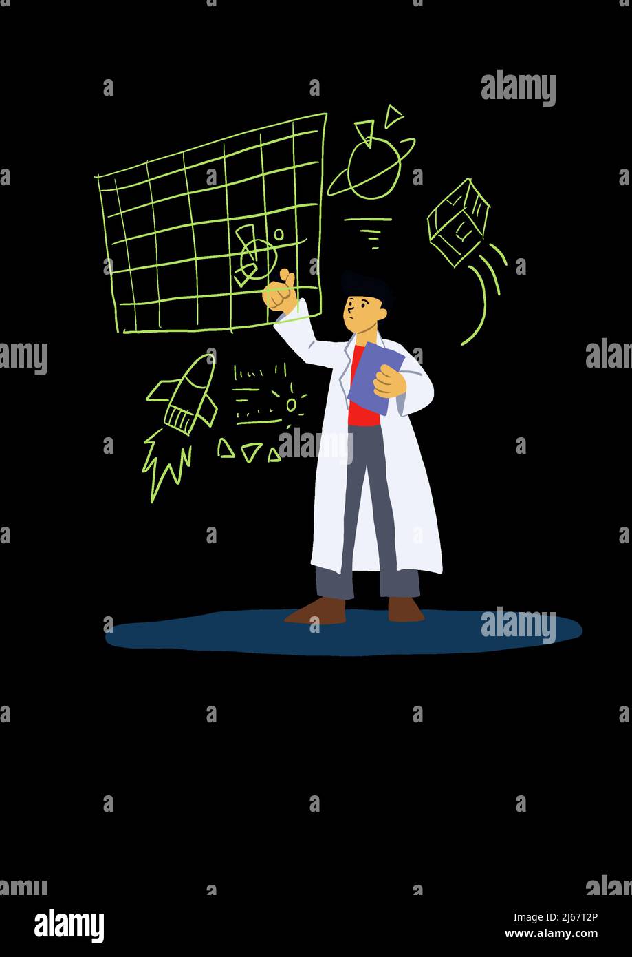 intelligent professor is writing formulating chemistry table Stock ...