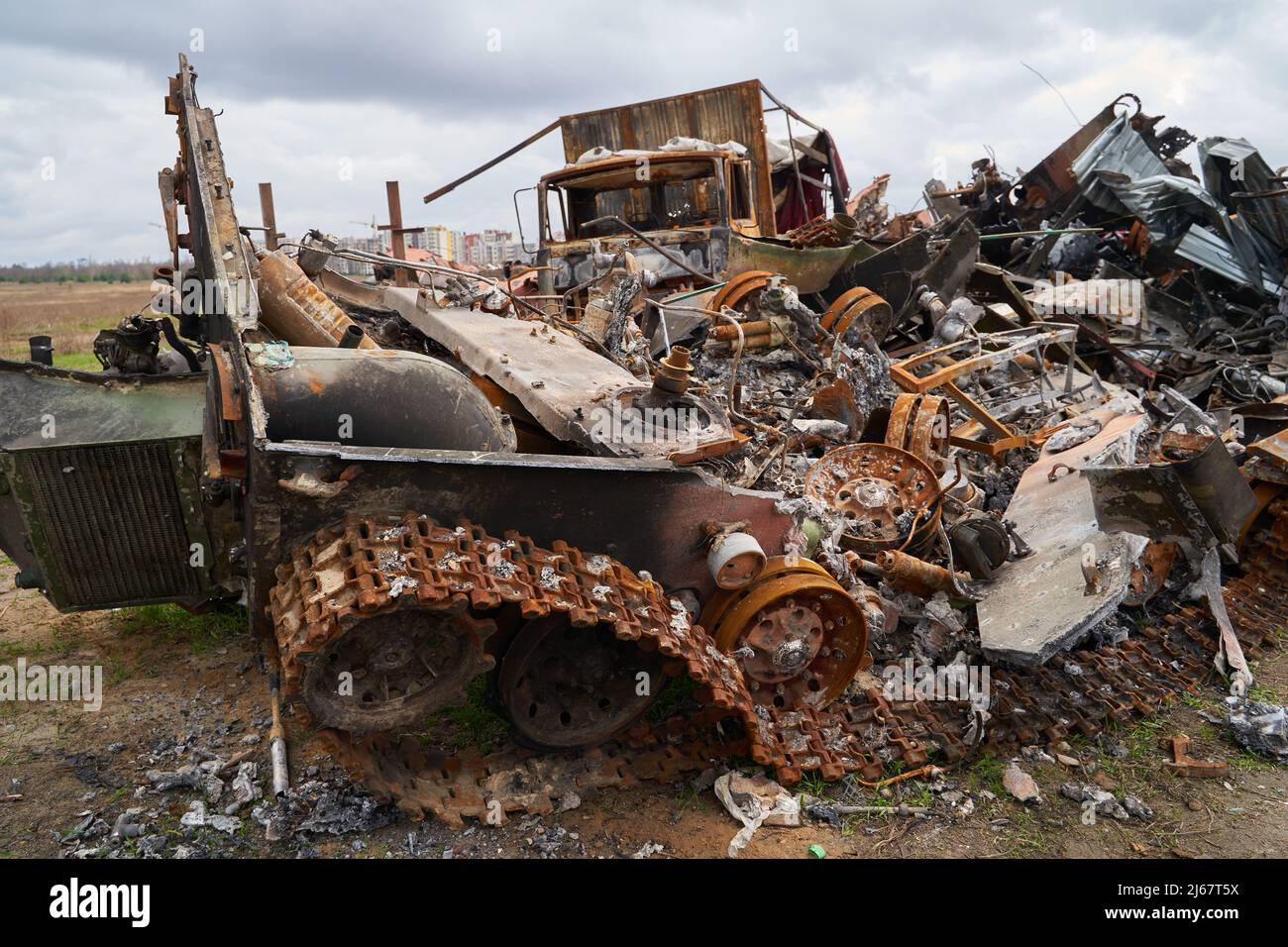 destroyed Russian tank. Russian tank at the cemetery of Russian ...