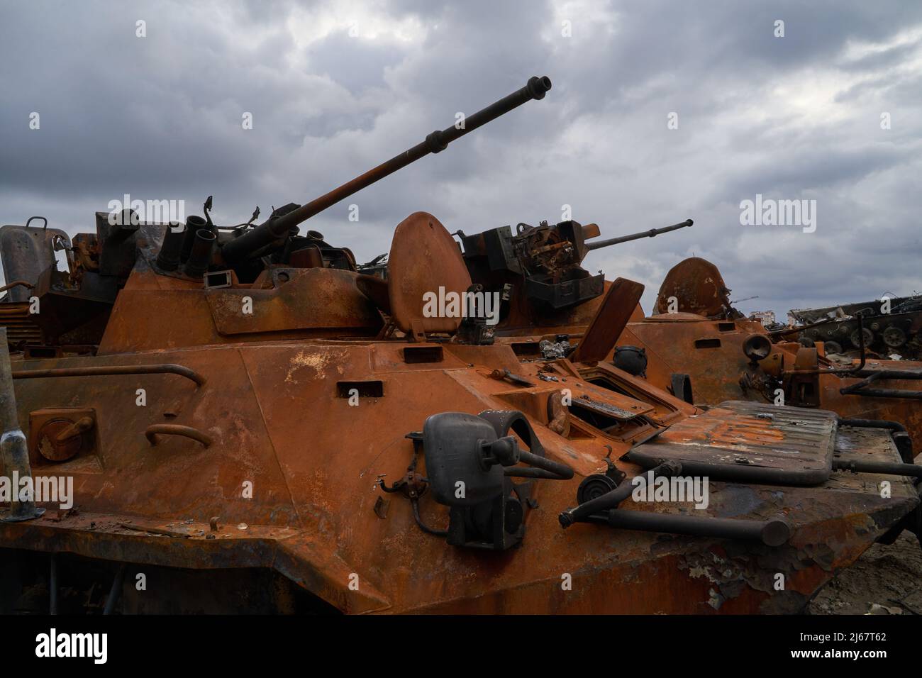 destroyed Russian tank. Russian tank at the cemetery of Russian ...