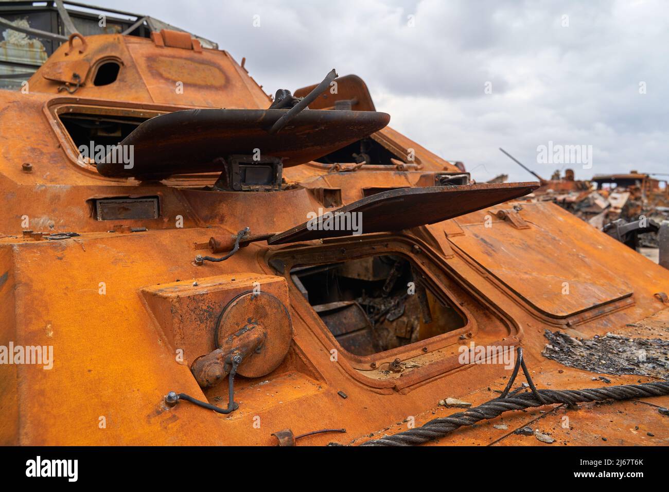 destroyed Russian tank. Russian tank at the cemetery of Russian ...