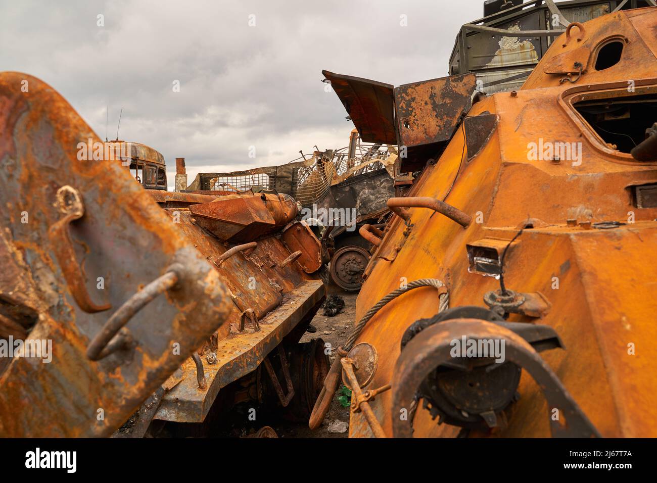 destroyed Russian tank. Russian tank at the cemetery of Russian ...