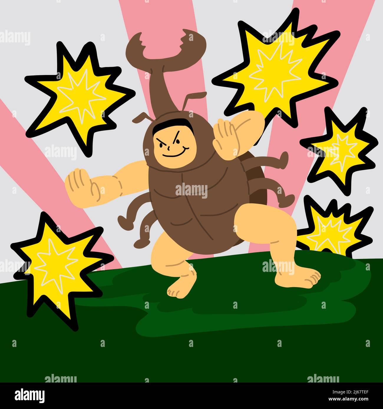 the sumo wrestler is doing a push move, concept illustration image ...