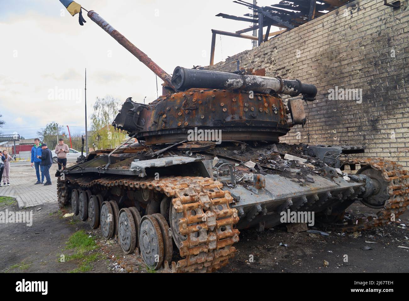 Broken tanks, combat vehicles and other burnt military equipment of the ...