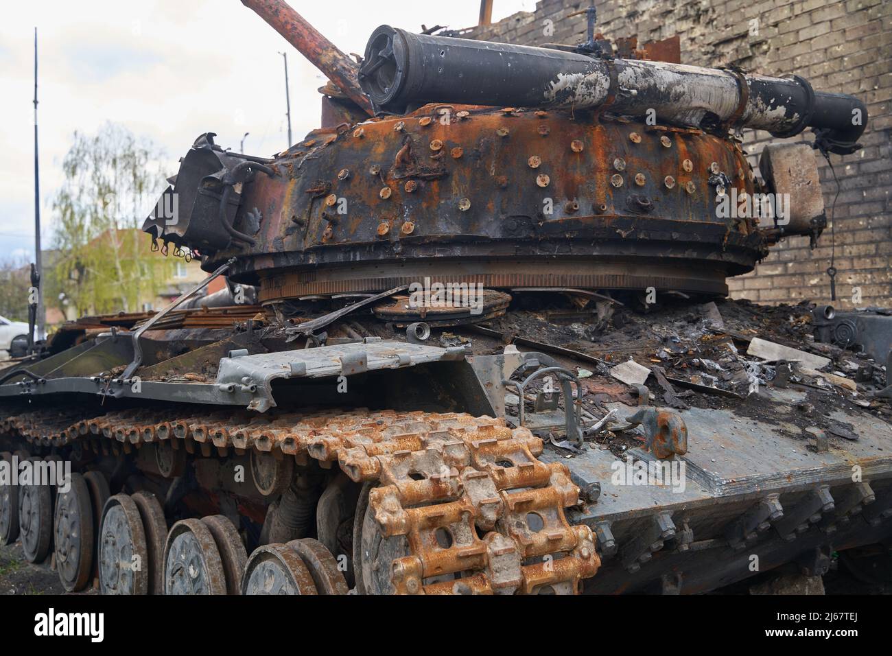 Broken tanks, combat vehicles and other burnt military equipment of the ...