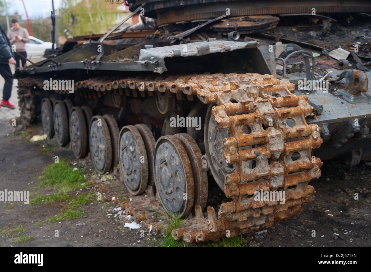 Broken tanks, combat vehicles and other burnt military equipment of the ...