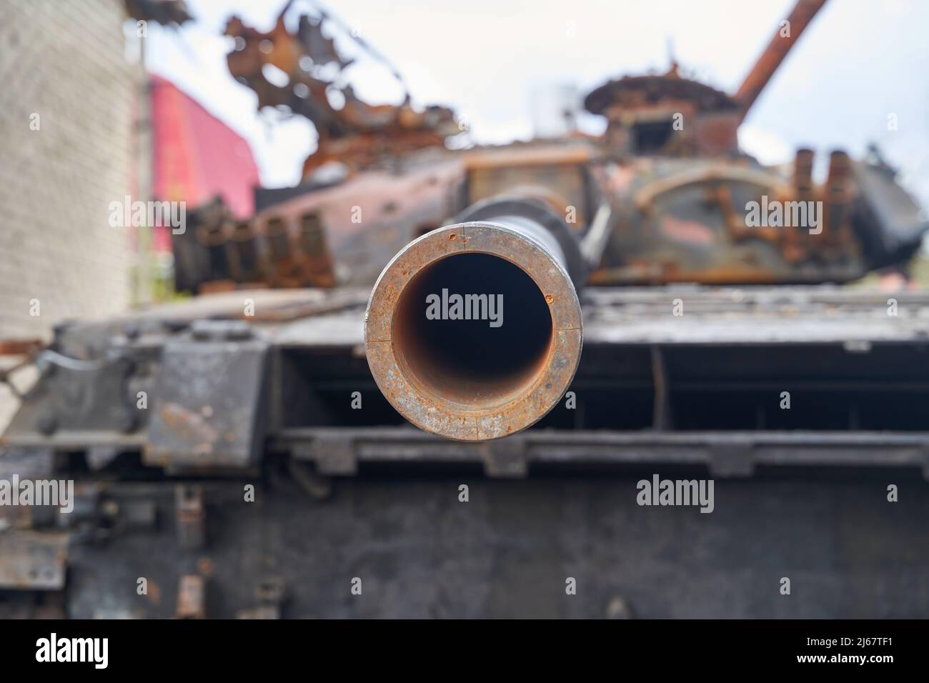 Broken tanks, combat vehicles and other burnt military equipment of the ...