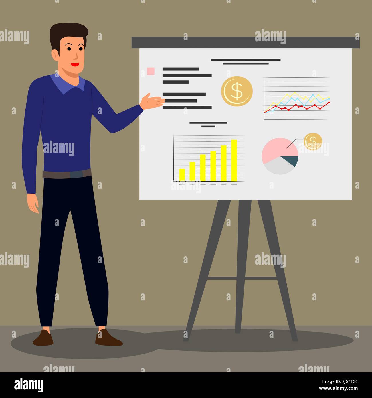 male business expert explaining the chart business development table ...
