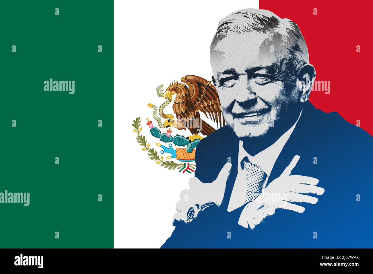 Andrés Manuel López Obrador (AMLO) and flag of Mexico Stock Photo - Alamy