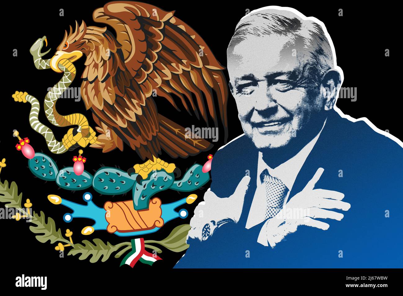 Andrés Manuel López Obrador (AMLO) and National Shield of Mexico Stock ...