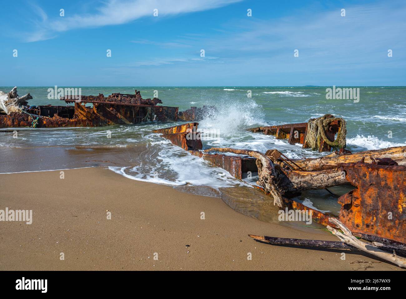 Remains of the wreck of the Eden V, sometimes also referred to as ...