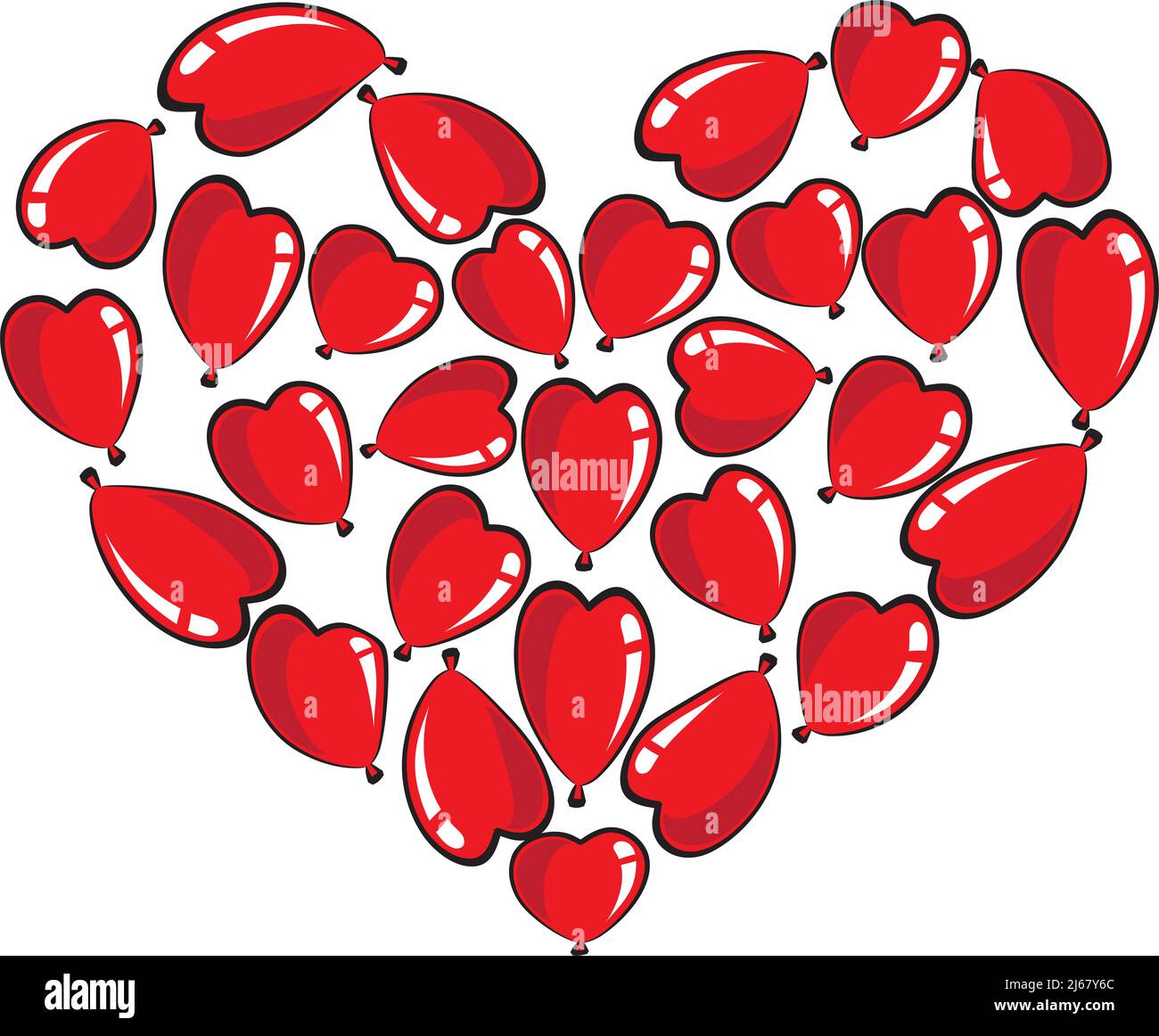 vector drawing heart shape balloons design background Stock Photo - Alamy