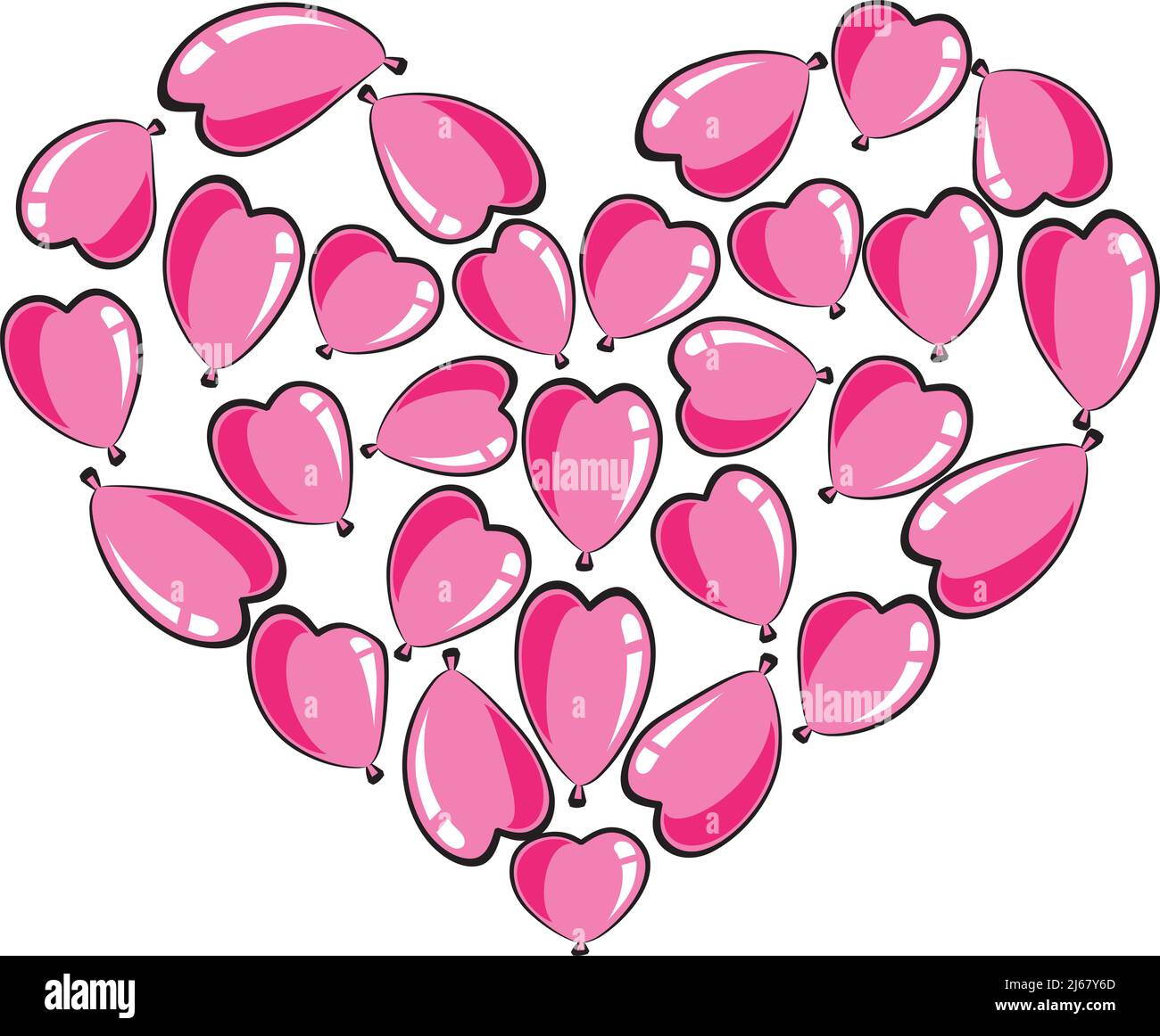 vector drawing heart shape balloons design background Stock Photo - Alamy