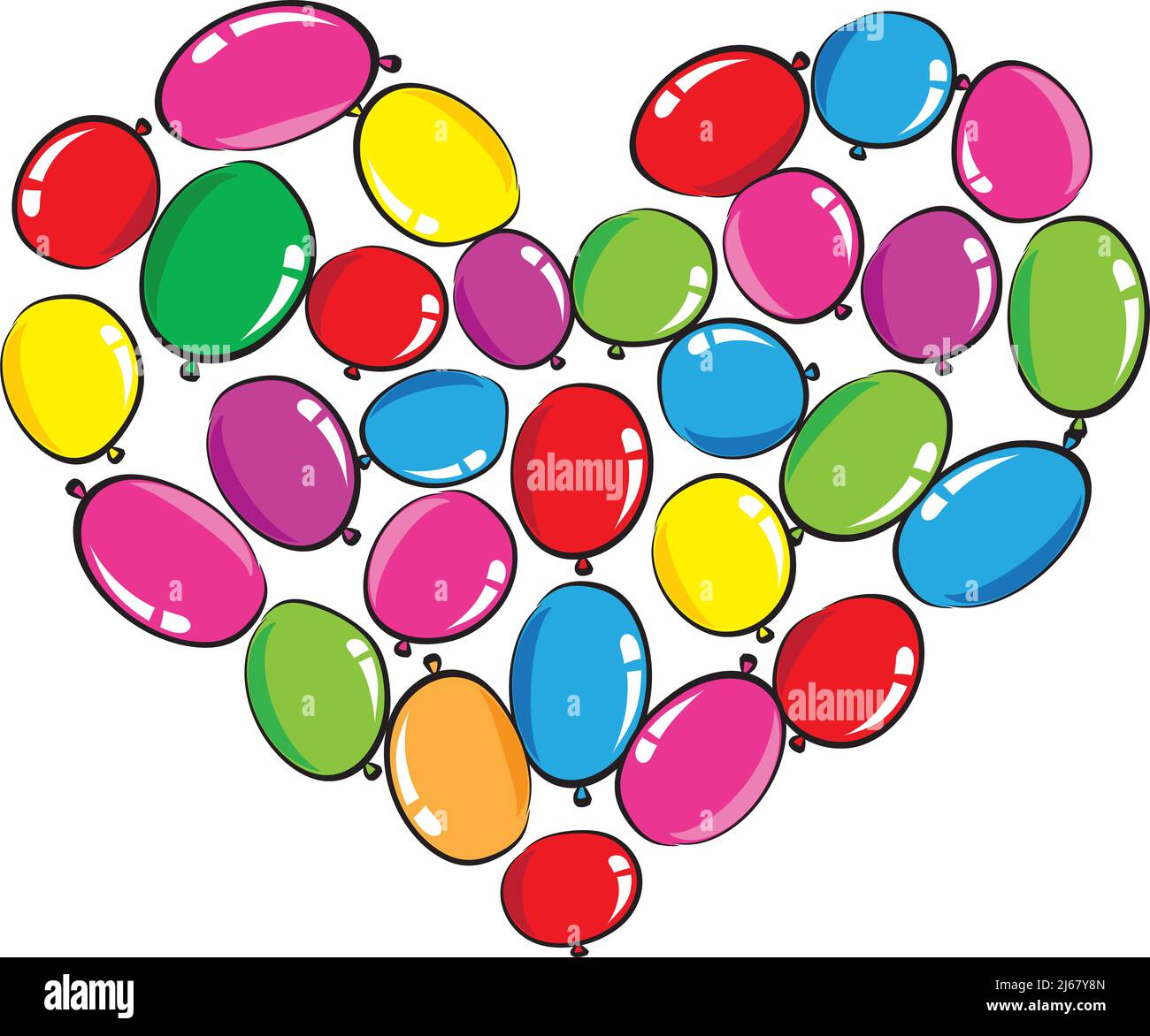 vector drawing heart shape balloons design background Stock Photo - Alamy