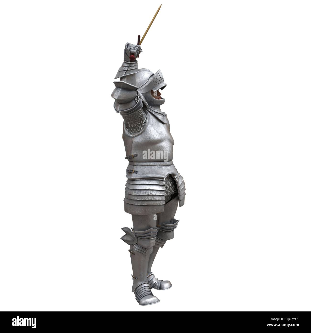 3D illustration medieval knight in armor isolated white background ...