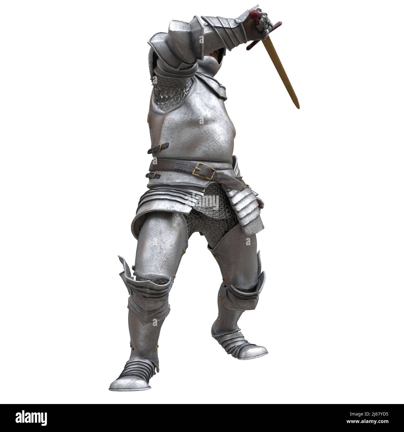 3D illustration medieval knight in armor isolated white background ...
