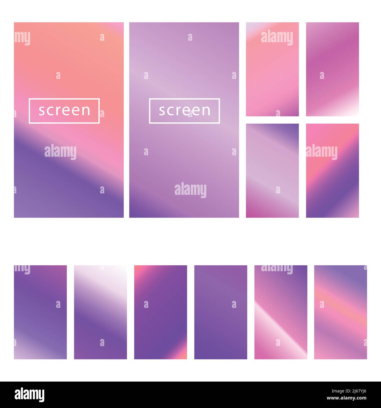 Mobile screen lock display collection of colorful backgrounds in trendy ...