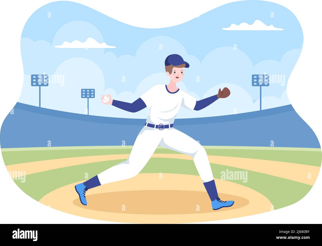 Baseball Player Sports Throwing, Catching or Hitting a Ball with Bats ...