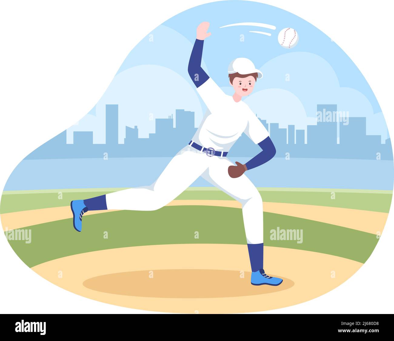 Baseball Player Sports Throwing, Catching or Hitting a Ball with Bats ...