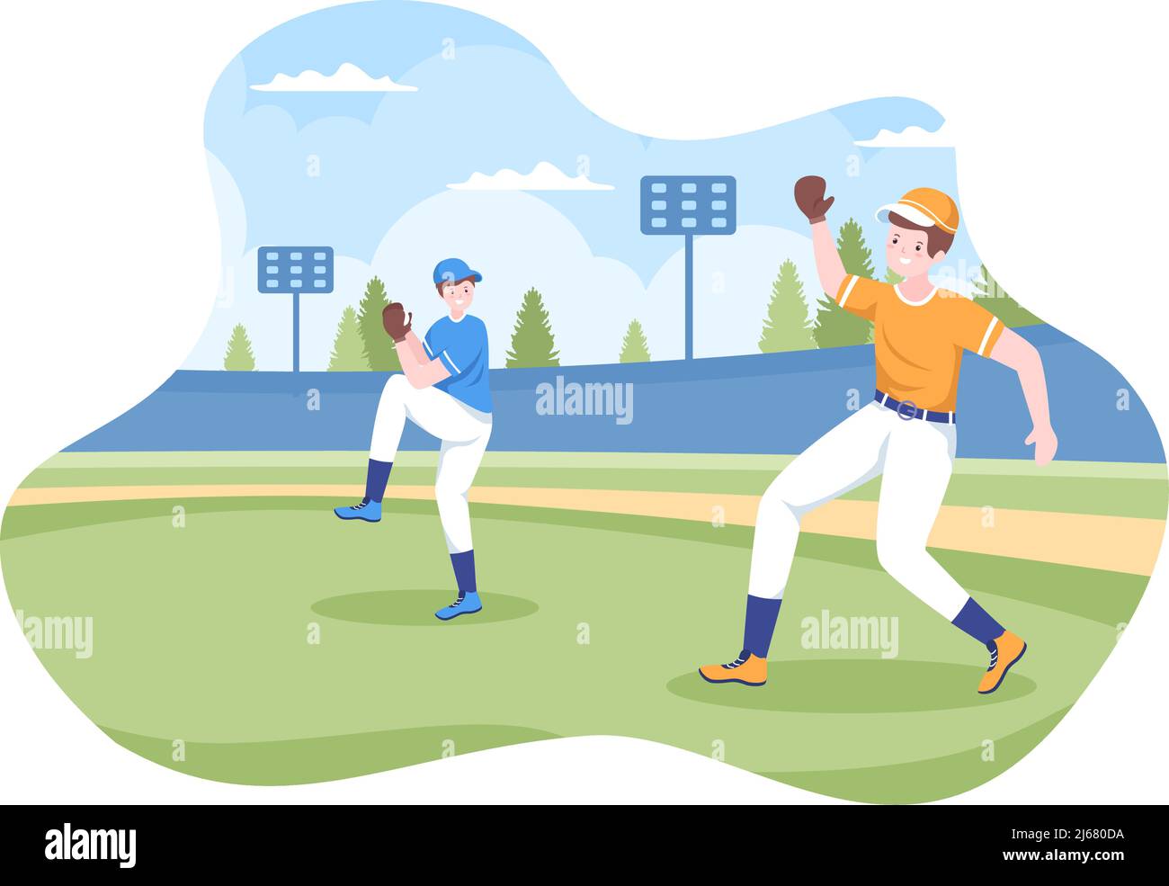 Baseball Player Sports Throwing, Catching or Hitting a Ball with Bats ...