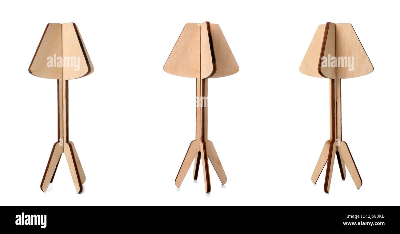 Set of toy wooden lamp isolated on white Stock Photo - Alamy