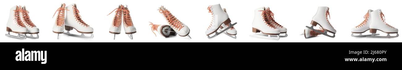 Set of ice skates isolated on white Stock Photo - Alamy