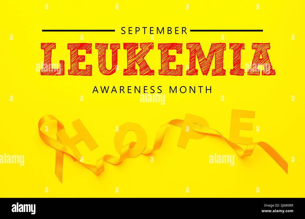 Orange ribbon, word HOPE and text LEUKEMIA AWARENESS MONTH - SEPTEMBER ...