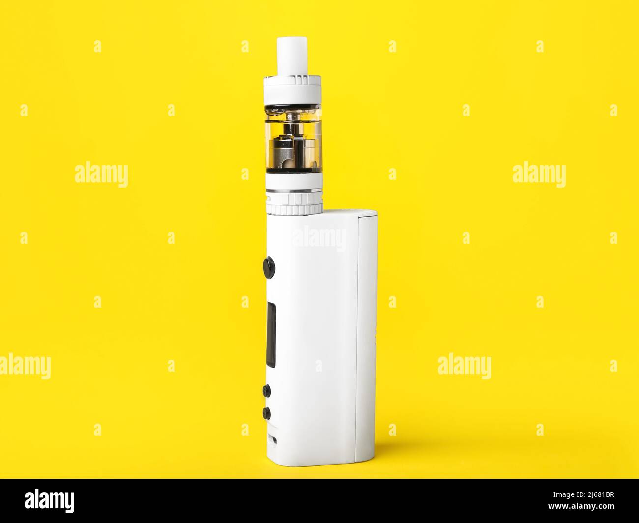 Modern vape mod on yellow background Stock Photo - Alamy