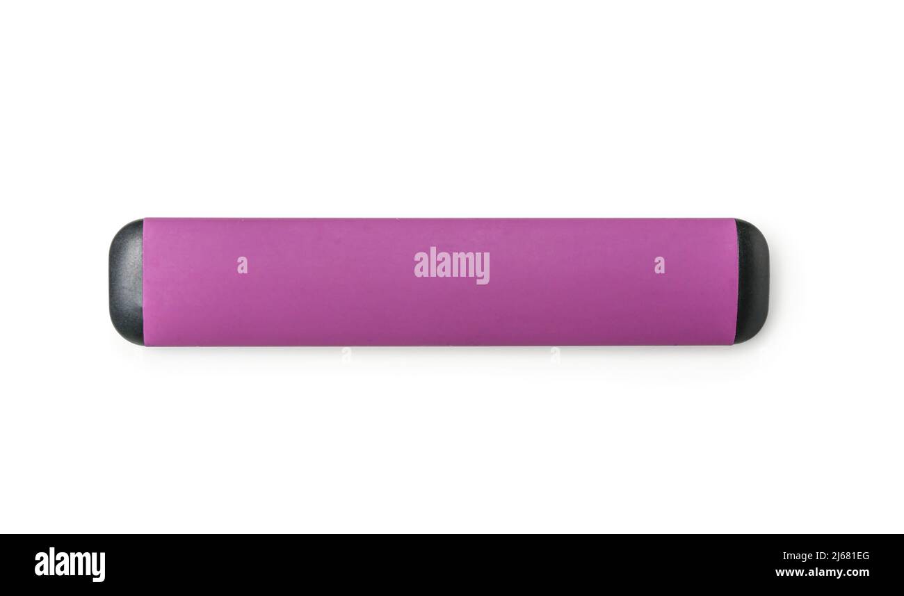 Purple disposable electronic cigar on white background Stock Photo - Alamy