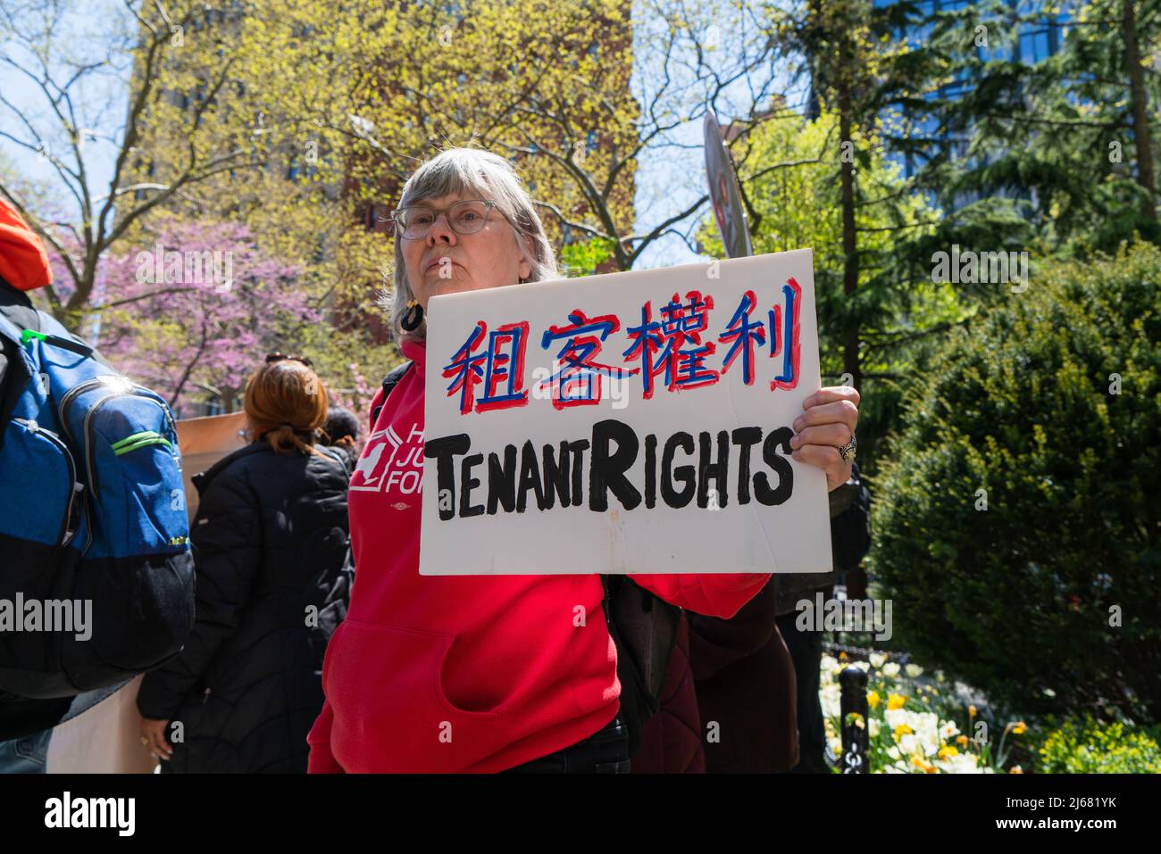 New York, USA. 28th Apr, 2022. Housing activists protest the rent ...