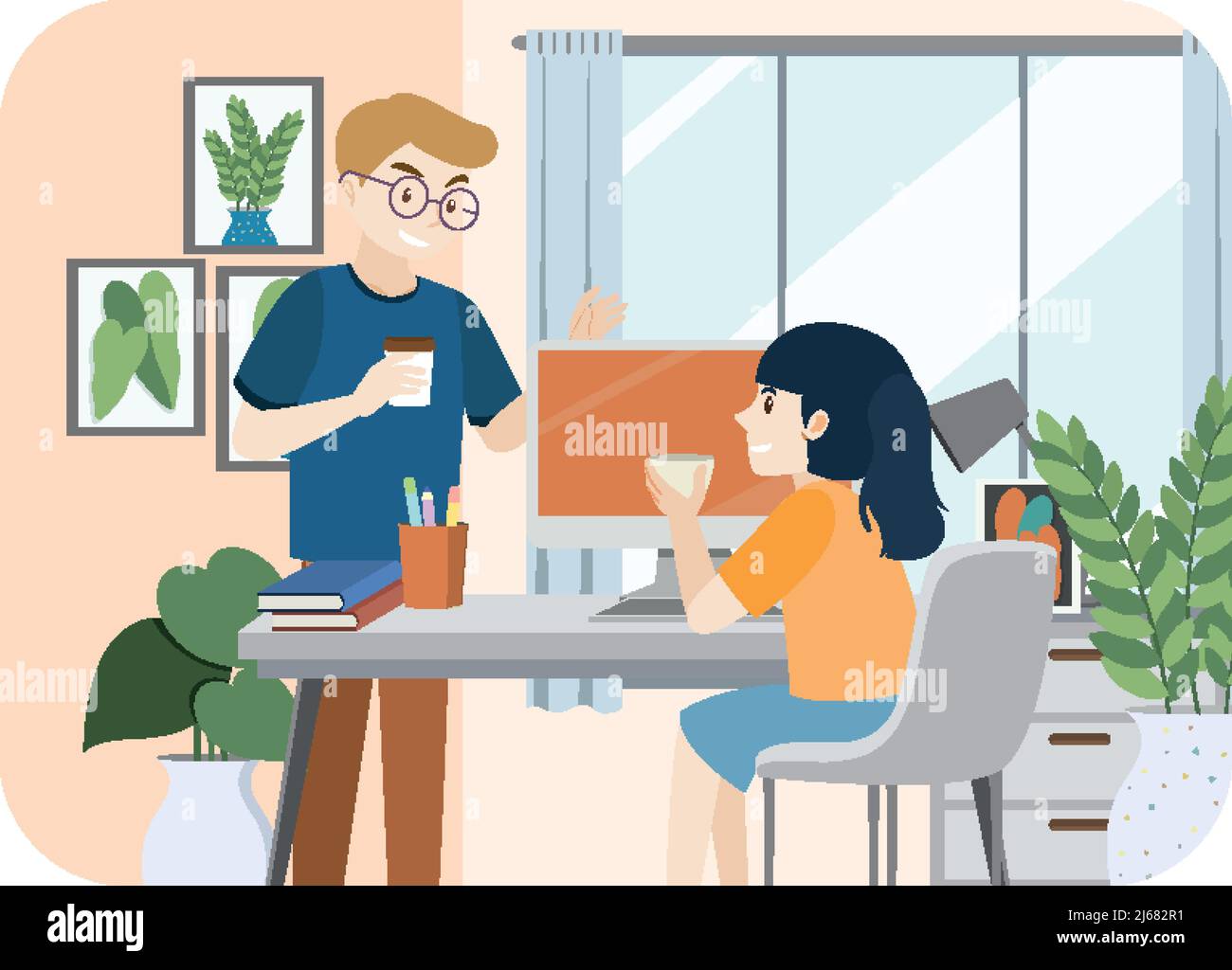 People working at home illustration Stock Vector Image & Art - Alamy