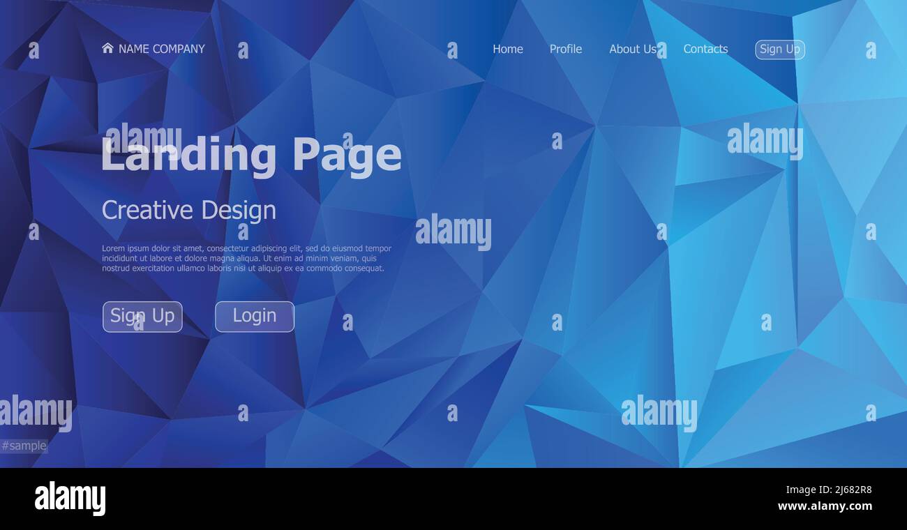 Home page landing blue geometric template landing business page digital ...