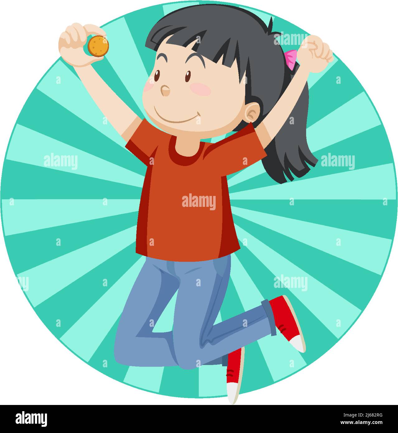 Active Girl Simple Cartoon Character Illustration Stock Vector Image And Art Alamy