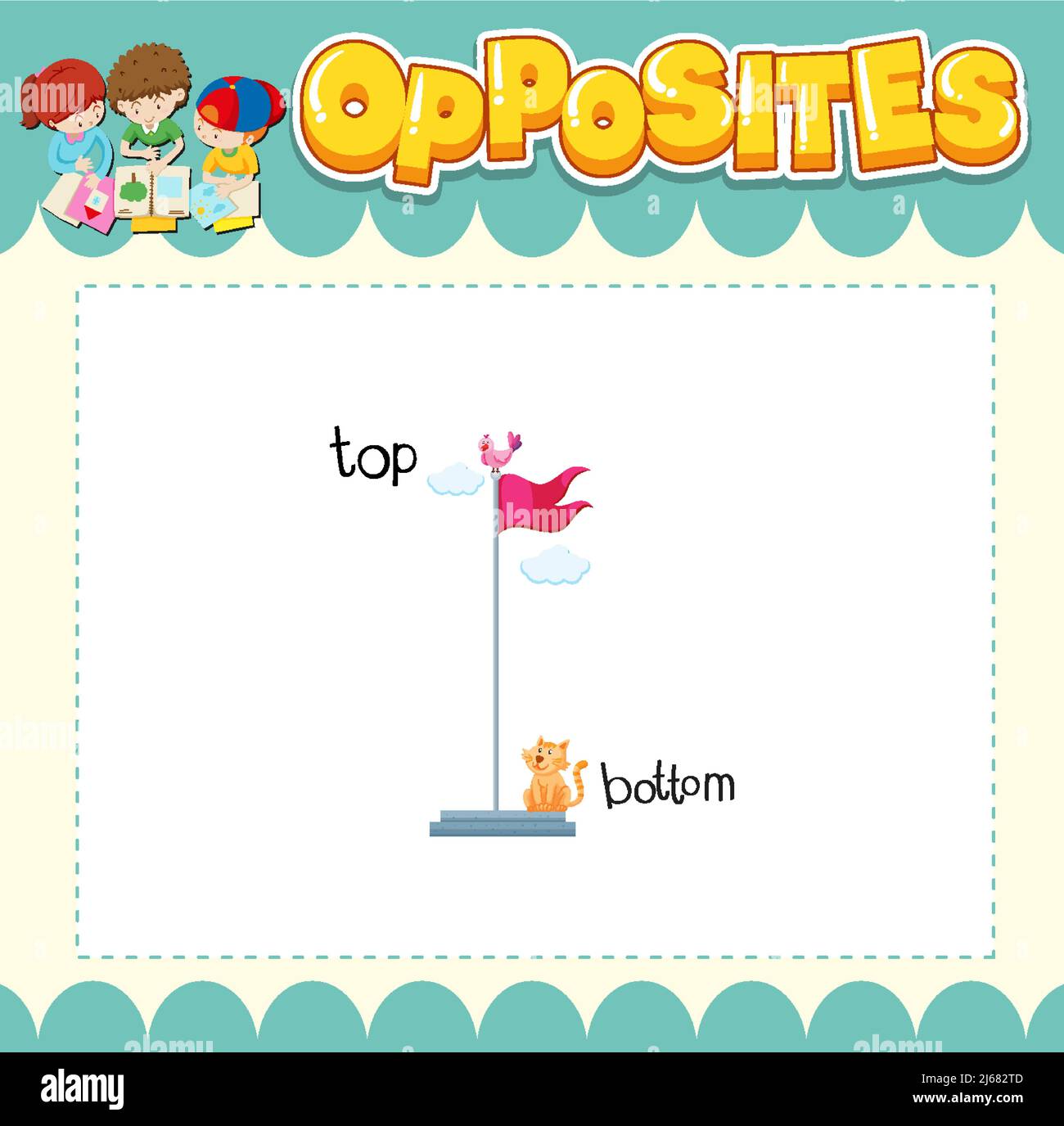 Education word card of English opposites word illustration Stock Vector ...