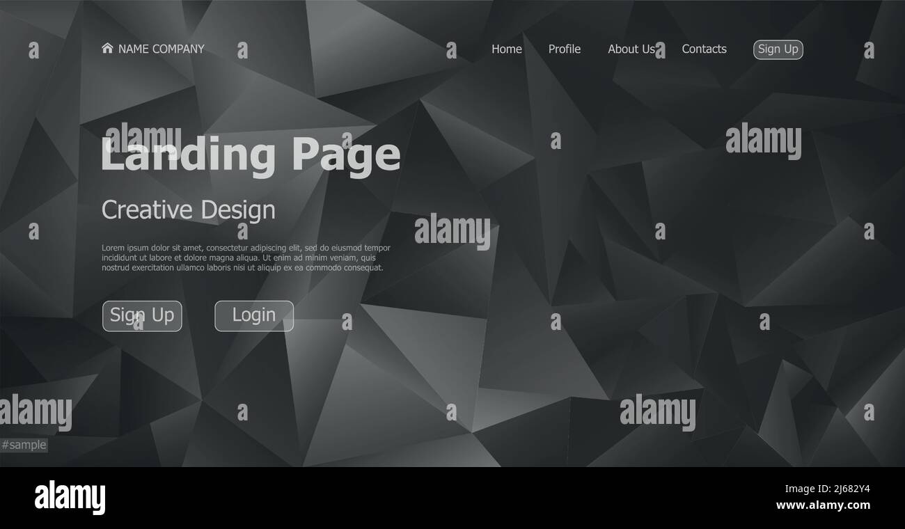 Home page landing page black geometric template landing business page ...