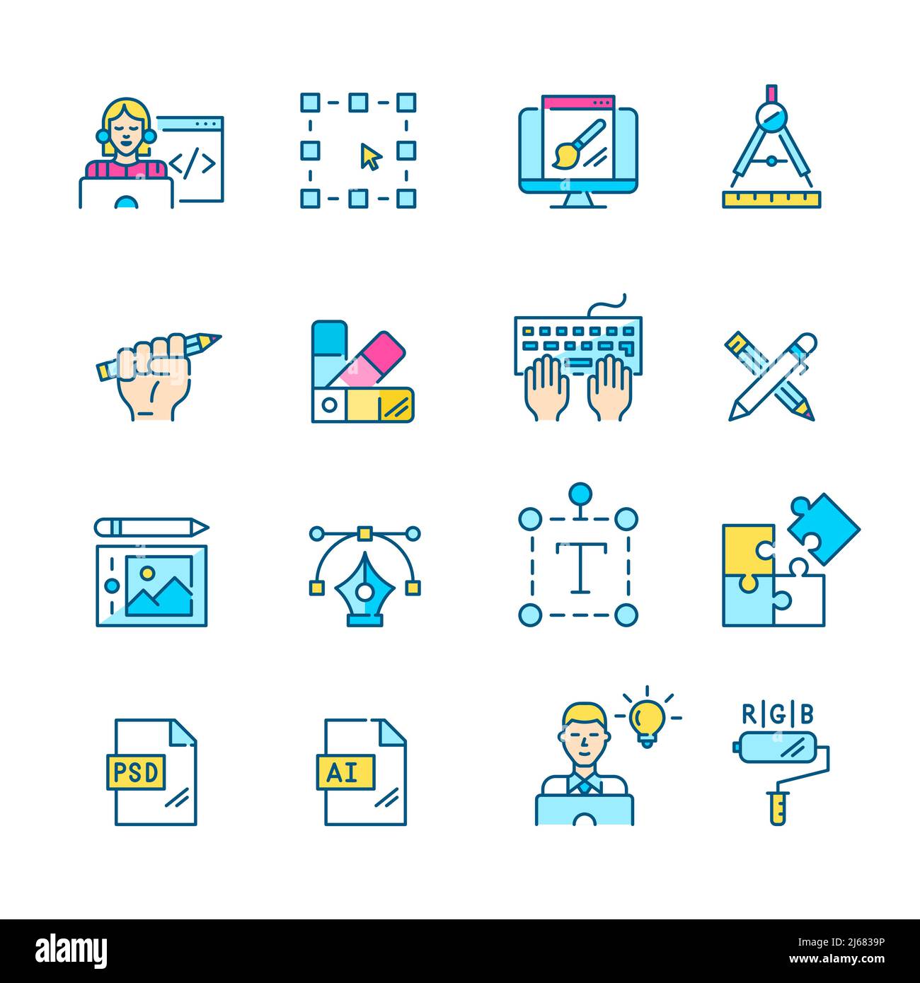 Graphic and web design icons set. Pixel perfect, editable stroke 64x64 ...
