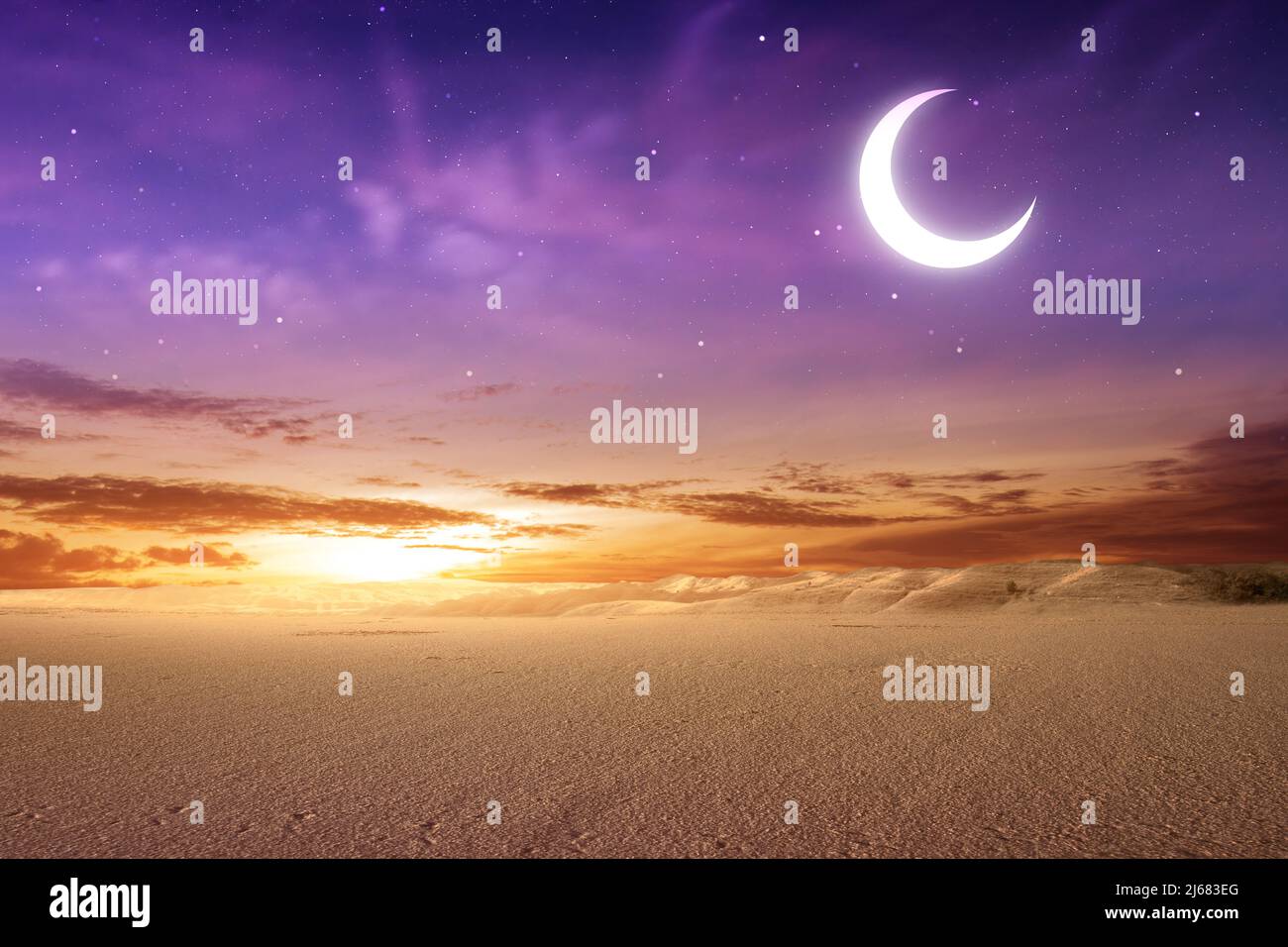 Views of sand dune with the night scene background Stock Photo - Alamy