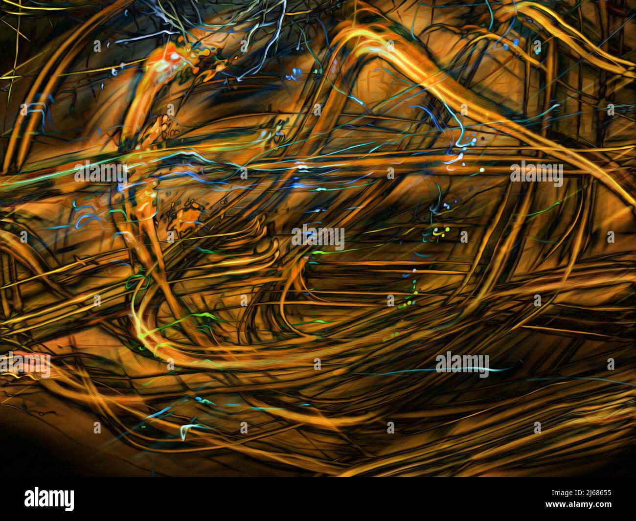 wires and electricity, painted illustration in steampunk style. High ...