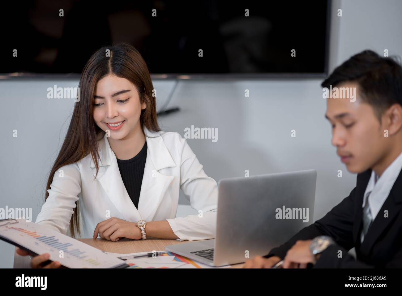 Group of asian young business people Meeting Conference working and ...