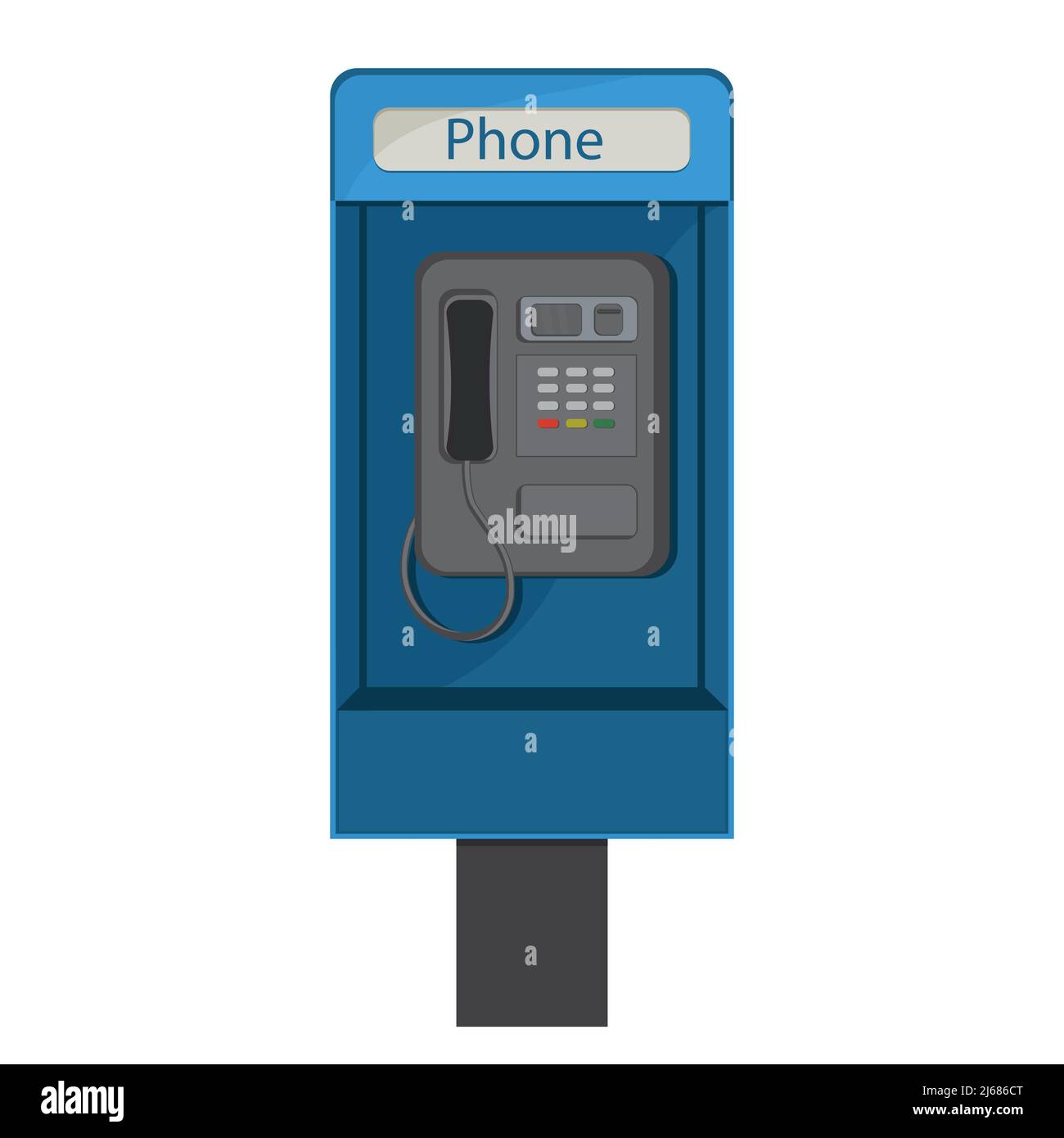blue telephone booth, color vector isolated cartoon-style illustration ...