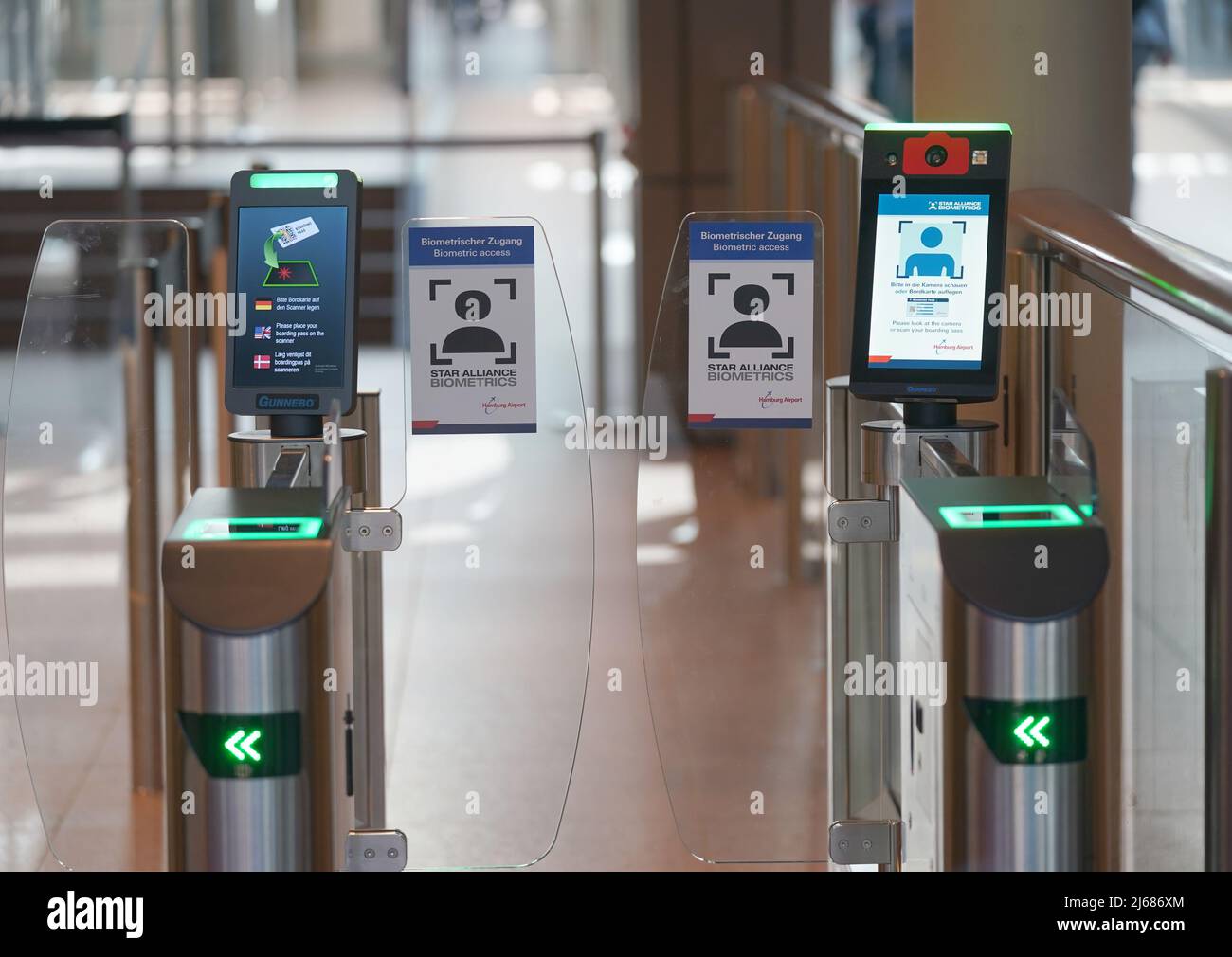 28 April 2022, Hamburg: View of the biometric facial field recognition ...