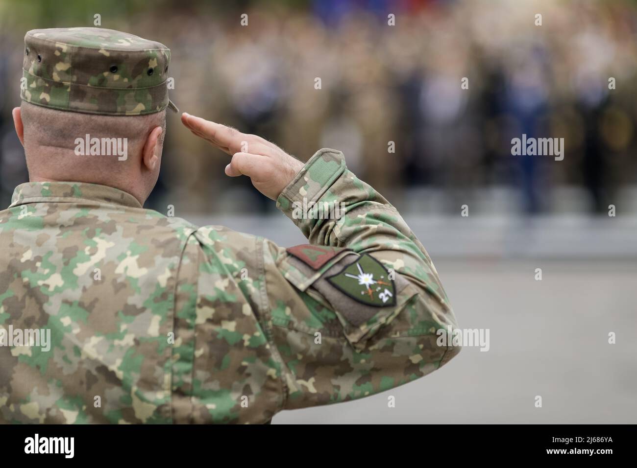 Bucharest, Romania - April 28, 2022: Romanian land forces soldier ...