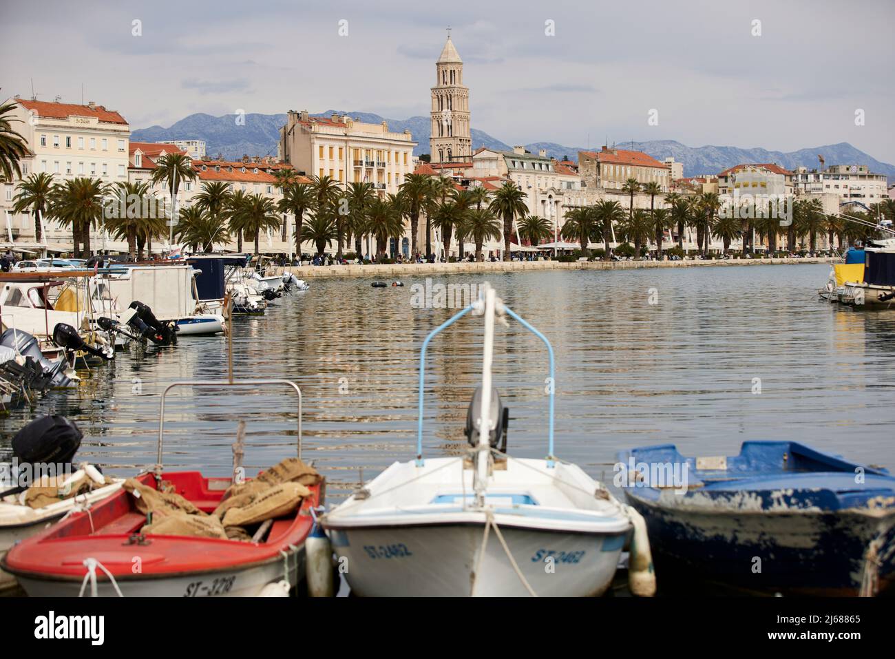 The city of Split in Croatia in the region of Dalmatia, the waterfront ...