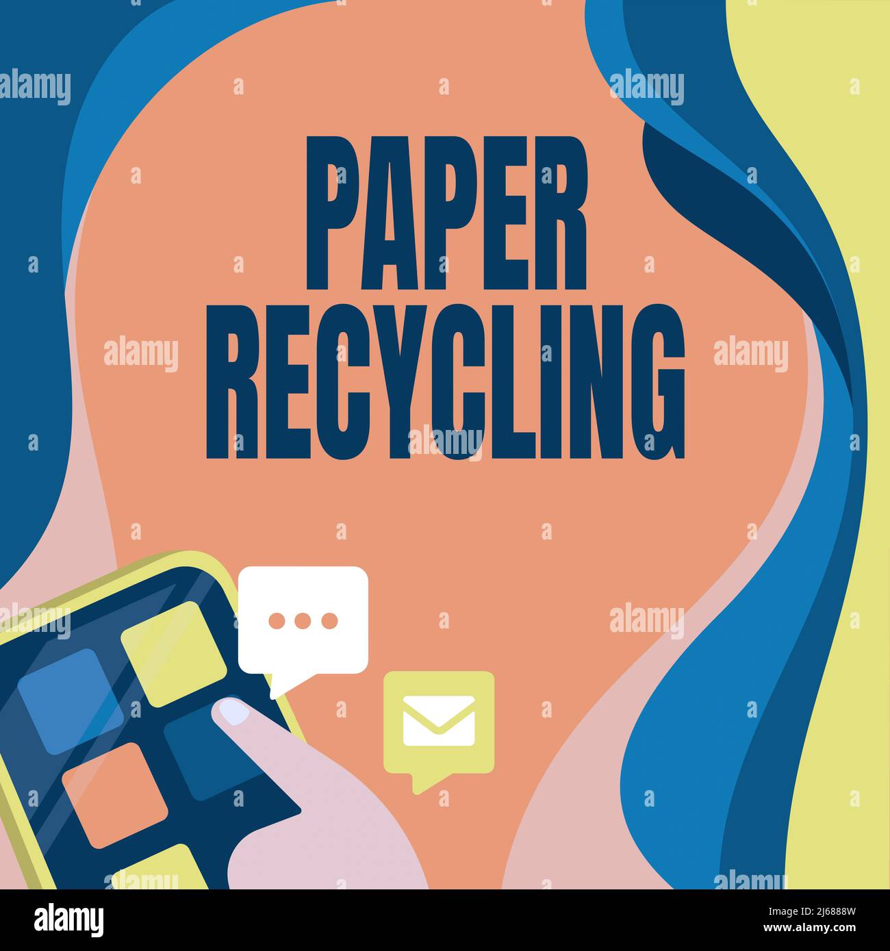 Text caption presenting Paper Recycling. Internet Concept Using the ...