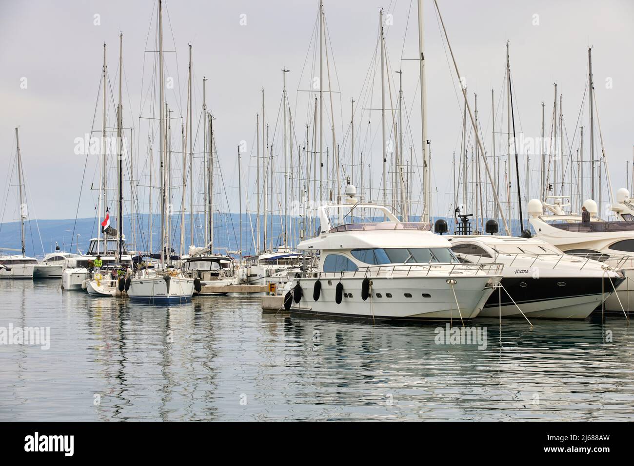 The city of Split in Croatia in the region of Dalmatia, the waterfront ...
