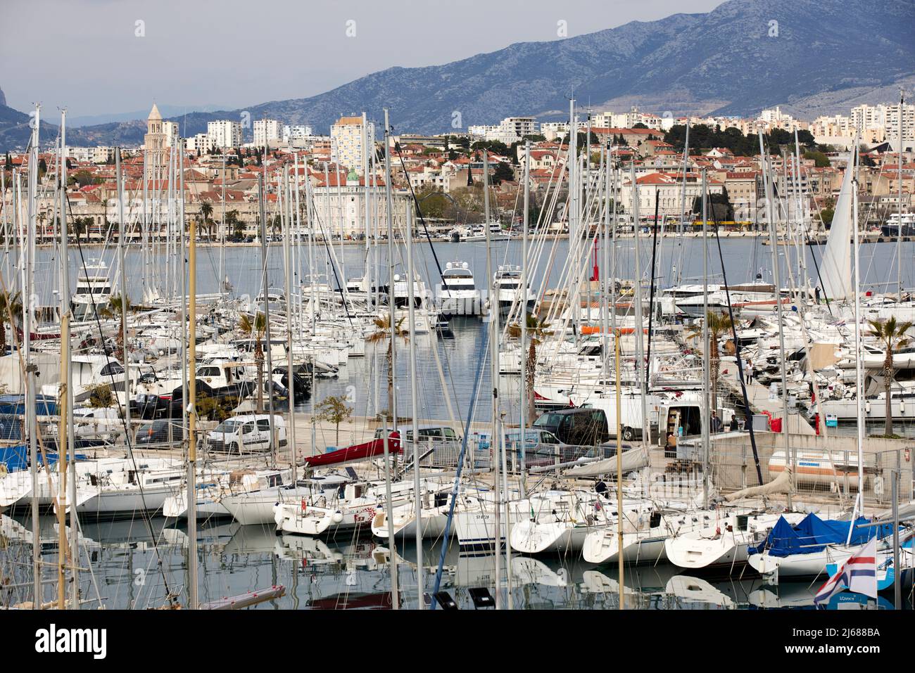 The city of Split in Croatia in the region of Dalmatia, the waterfront ...