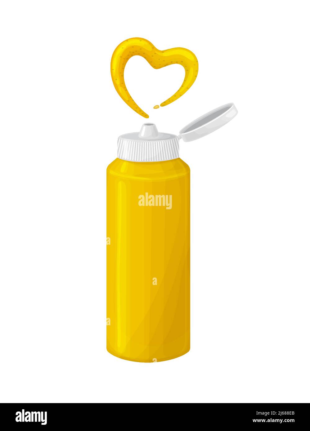 Mustard sauce in bottle with heart splash.Cartoon illustration Stock ...