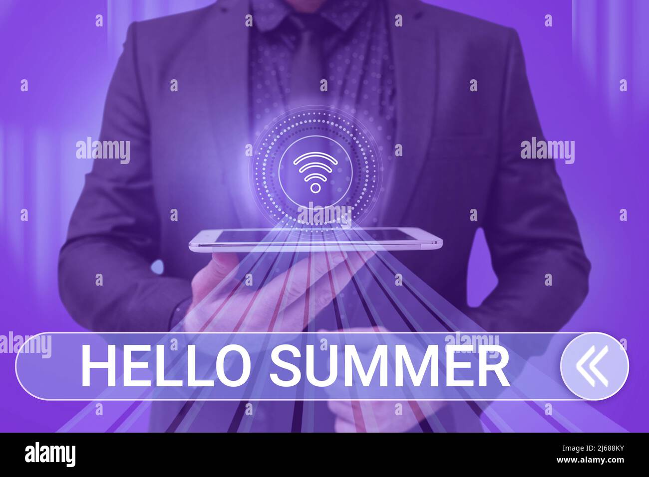 Sign displaying Hello Summer. Business concept Welcoming the warmest ...