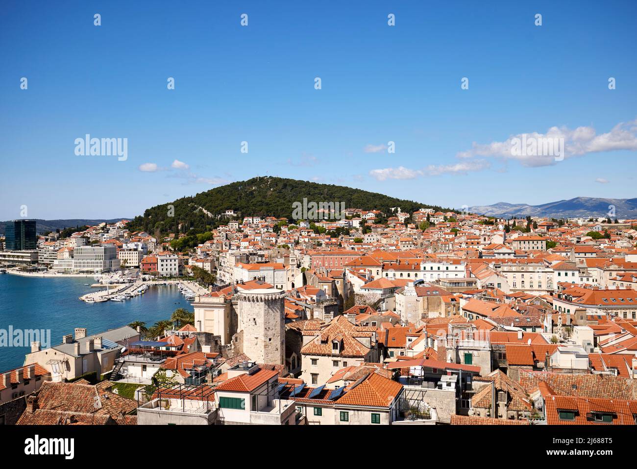 The city of Split in Croatia in the region of Dalmatia view across the ...