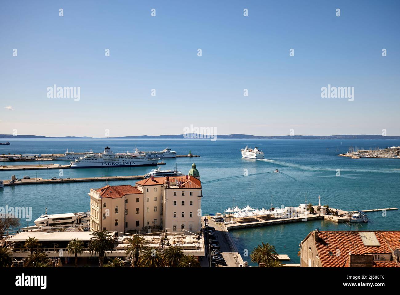 The city of Split in Croatia in the region of Dalmatia view across the ...