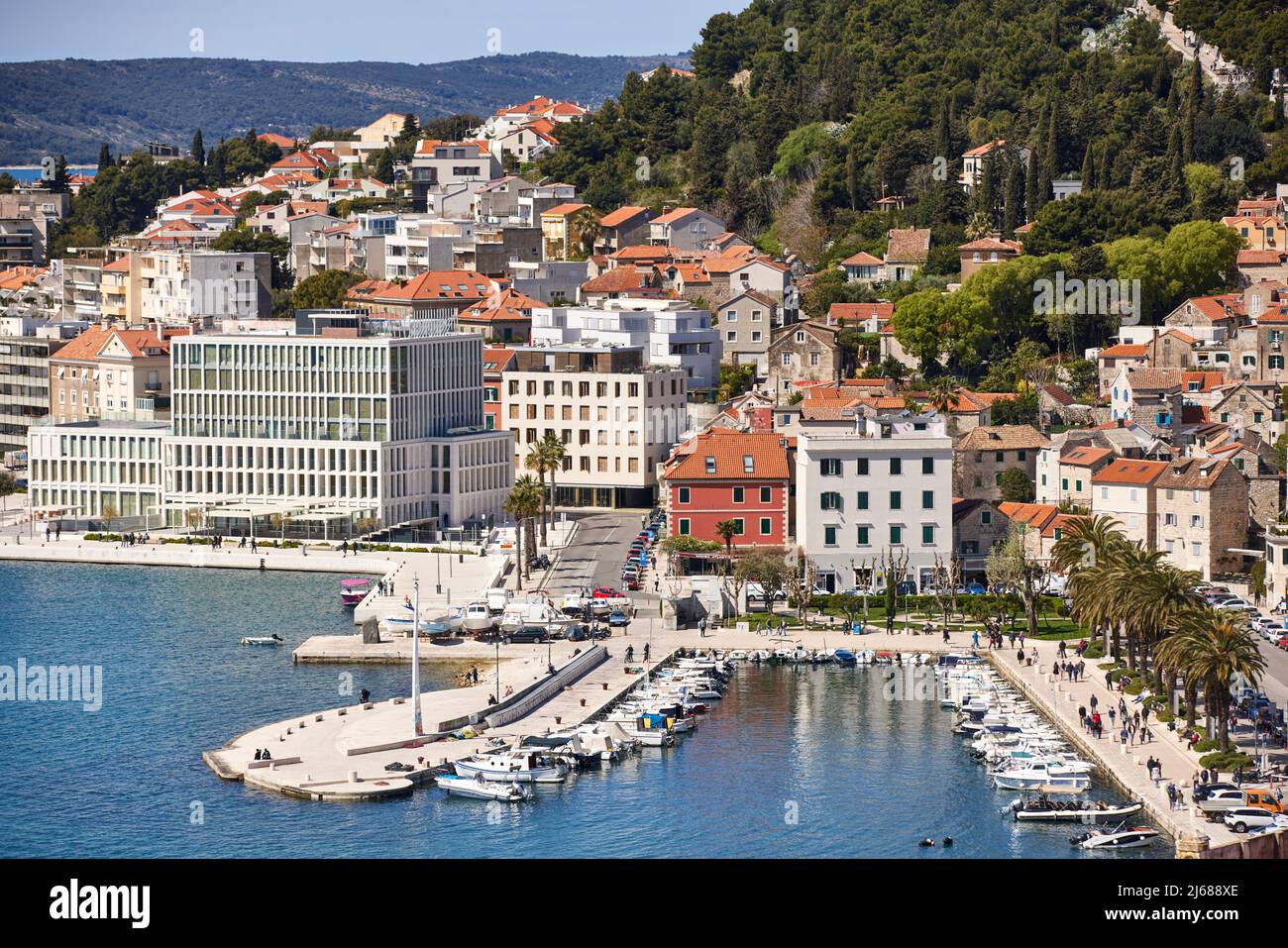 The city of Split in Croatia in the region of Dalmatia view across the ...